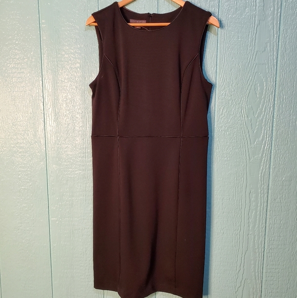 Covington | Dresses | Covington Black Dress Details Faux Leather ...